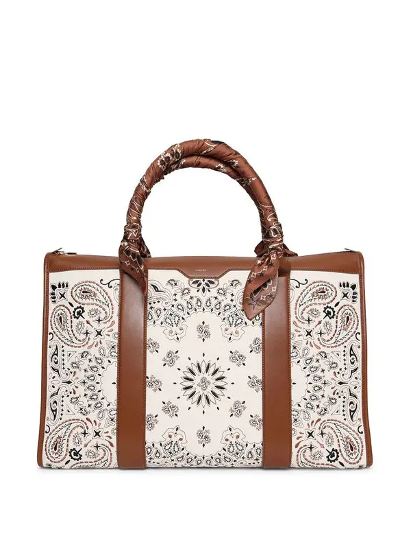 Amiri Canvas Bandana Weekender Bag - Ivory And Brown | Editorialist